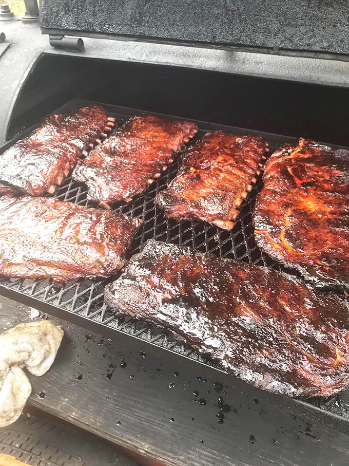 Behold the holy grail of barbecue&mdash;slow-smoked ribs glistening with a perfect bark. These aren't just ribs; they're edible evidence that patience is indeed a virtue.