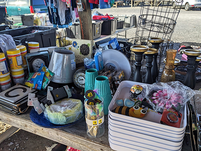 One person's random collection is another's perfect find. This tabletop time capsule offers everything from decorative vases to whimsical figurines.