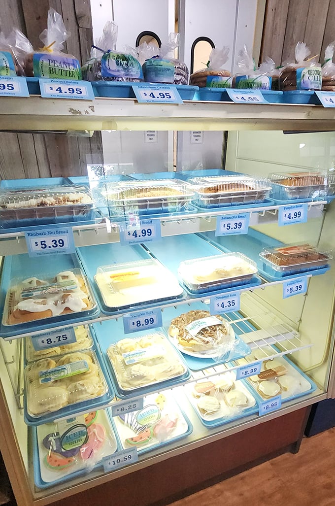 A refrigerated case of homemade goodness where decisions become deliciously difficult. Each container holds someone's future food memory.