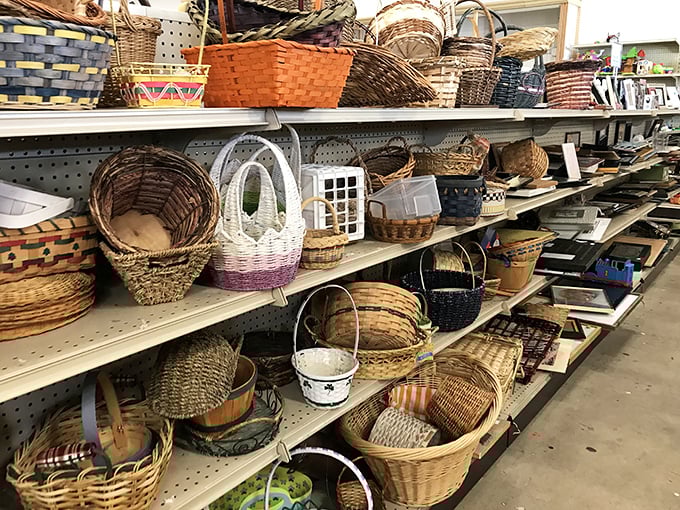 Basket paradise or wicker wonderland? Either way, this aisle proves one thing&mdash;you can never have too many ways to organize your stuff.