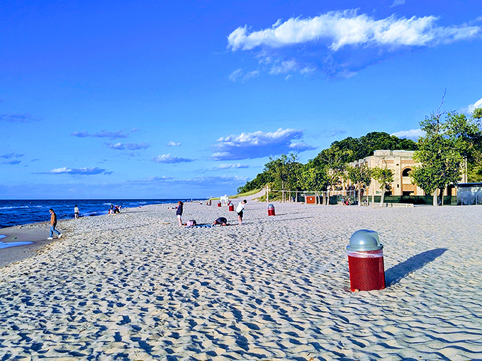 Beach day, Indiana style! Soft sand stretches for miles along Lake Michigan's shore, proving you don't need an ocean to have a world-class beach experience.