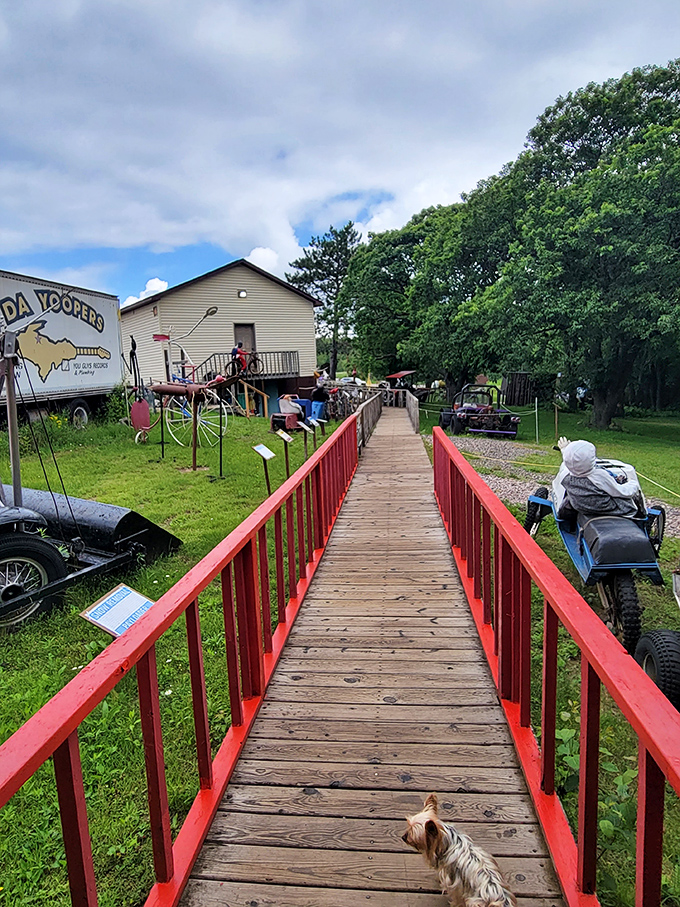 The red boardwalk leads visitors through a wonderland of Yooper ingenuity &ndash; part museum, part junkyard, all character.