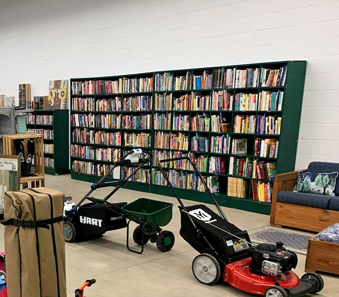 The book section rivals small libraries, with enough titles to keep you entertained through several Indiana winters.
