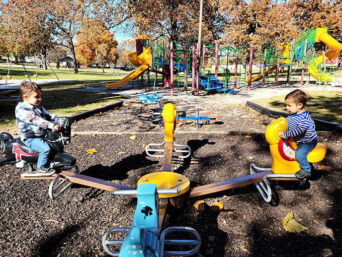 Childhood joy never changes. This playground in Carthage Municipal Park offers the timeless delight of spinning until you're just dizzy enough to giggle.