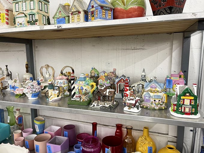 Miniature ceramic villages await adoption. These tiny houses cost less than a month's HOA fees in their full-sized counterparts.