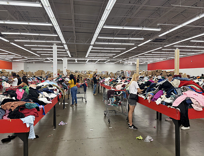 The modern-day treasure hunt in full swing. Shoppers navigate colorful bins like explorers, each hoping to discover that perfect something amid the organized chaos.