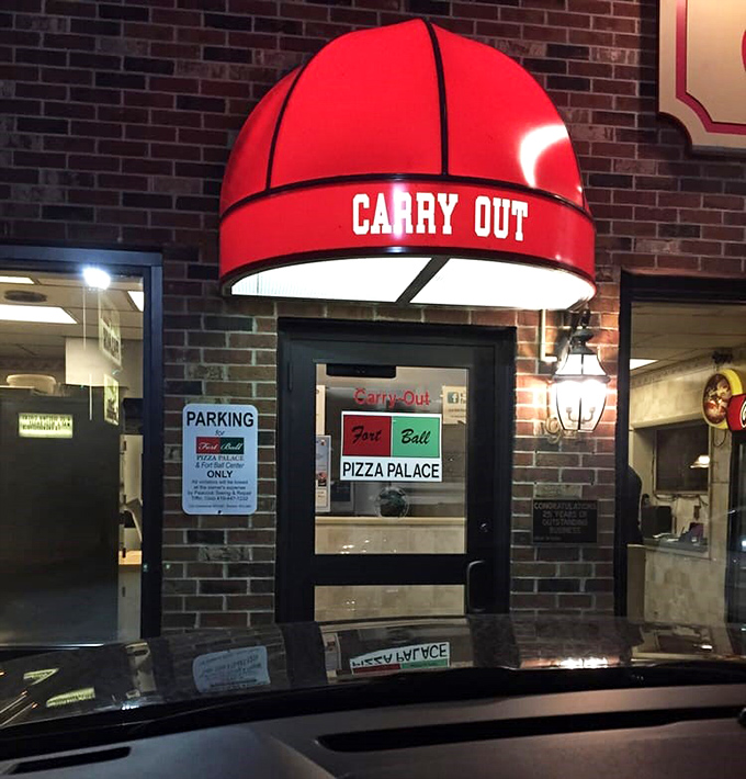 That red awning beckons like a lighthouse for the pasta-deprived, guiding wanderers to ravioli redemption.