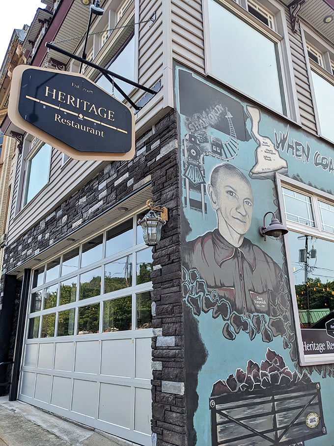 Heritage Restaurant pairs local history with comfort food classics. That mural tells stories the menu can't &ndash; both worth savoring.