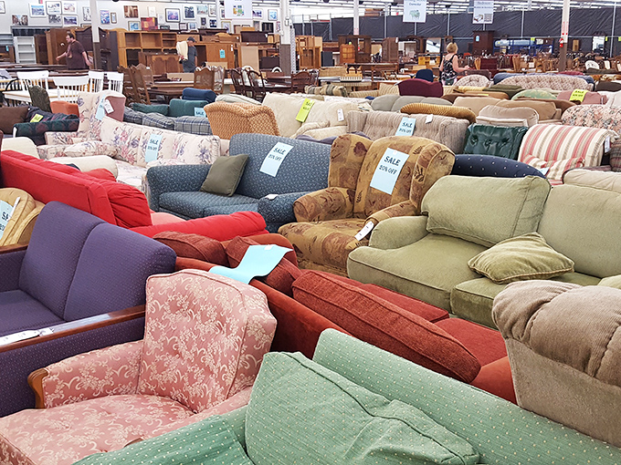 Not a sofa showroom in Milan, but Durham's own fabric rainbow – where your perfect couch is playing hard to get.