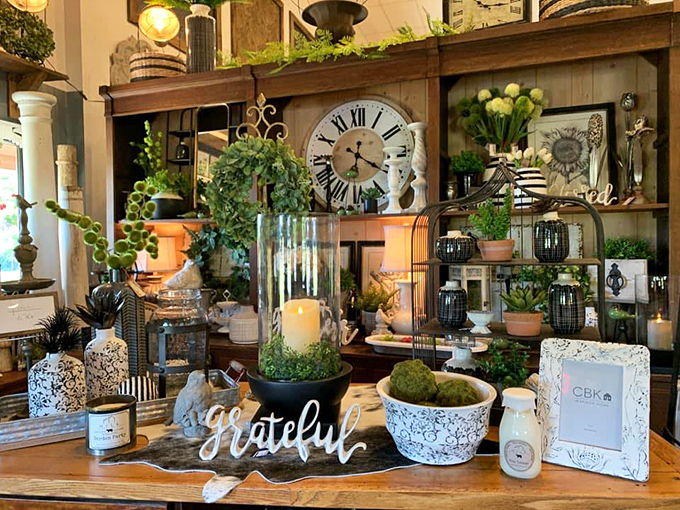 "Grateful" indeed—for whoever arranged this vignette that makes my own coffee table look like it needs an immediate intervention.