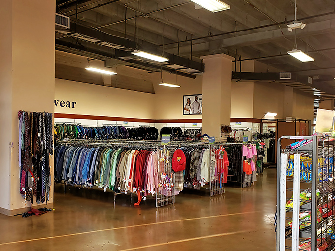 Racks organized by color rather than designer&mdash;a refreshing democracy where a Target tee might hang beside an Armani blouse.