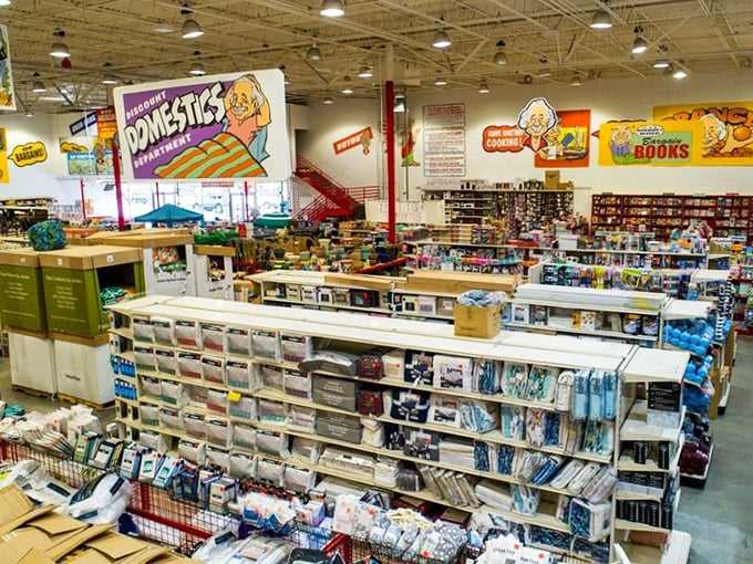 Welcome to retail paradise! Ollie's warehouse-style layout stretches before you like a labyrinth of aisles filled with everything you never knew you needed.