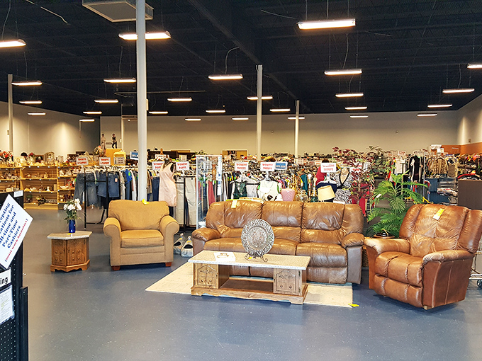 The furniture section alone could furnish an entire home, with leather sofas that look barely broken in.
