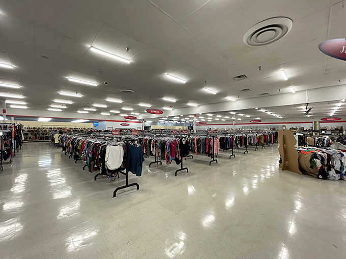 Not your grandmother's dusty thrift shop&mdash;City Thrift's expansive interior features gleaming floors and organized racks that stretch toward retail infinity.