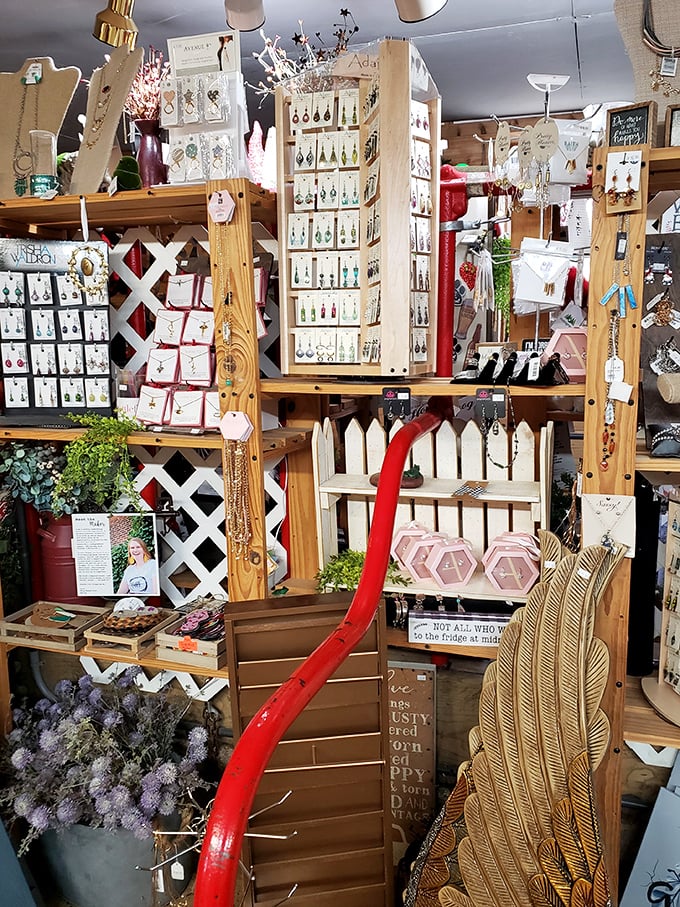 A jewelry wonderland that makes big-city boutiques look uninspired. Each earring and necklace tells a story that mass-produced mall trinkets could never dream of.