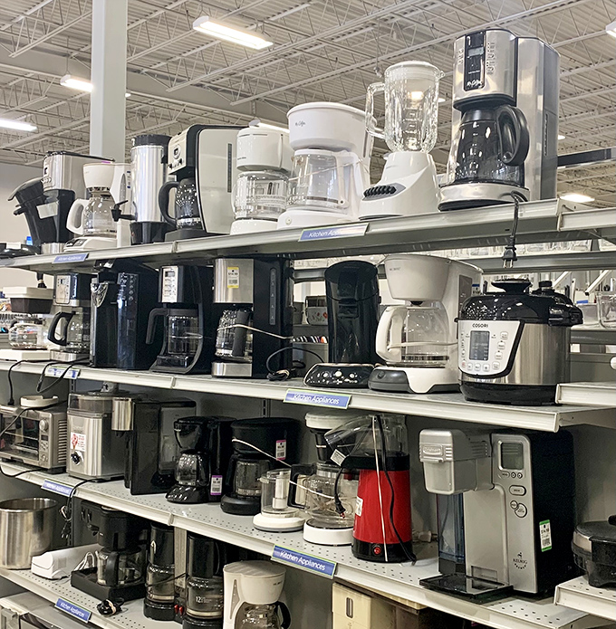 Coffee maker cemetery or kitchen appliance renaissance? One shopper's castoff becomes another's morning brew salvation.