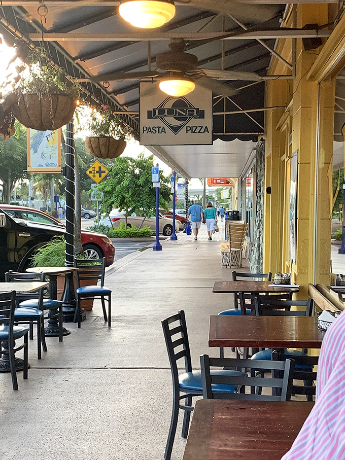 Luna Pizza's inviting outdoor seating captures Stuart's laid-back charm &ndash; where dining al fresco feels like joining a neighborhood gathering rather than a tourist trap.