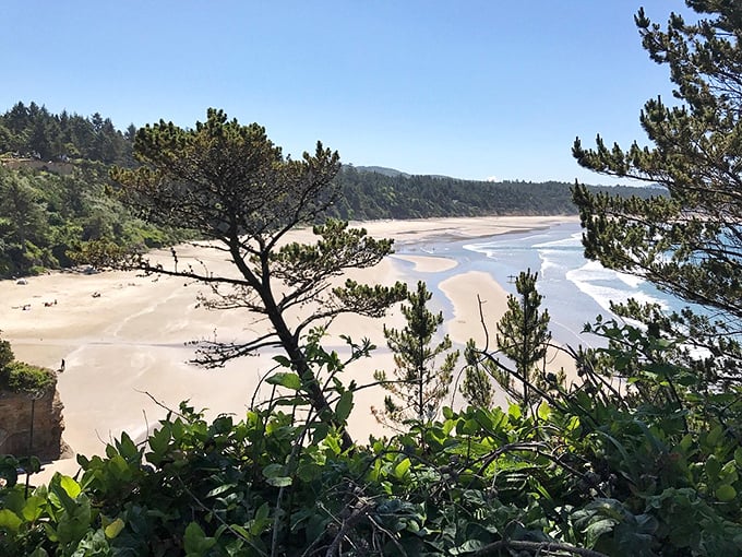 Nature's ultimate stress reliever: Manzanita's expansive beach framed by windswept pines. No appointment necessary, therapy sessions run all day.
