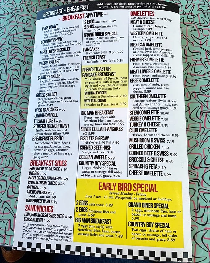 This menu isn't just a list of food&mdash;it's a roadmap to happiness. The breakfast section alone could sustain you through a Michigan winter.