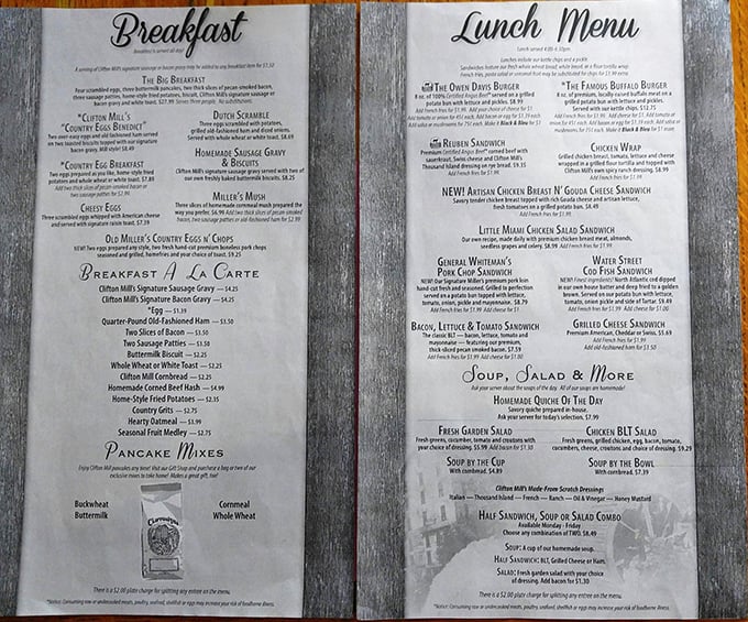 A menu that reads like comfort food poetry. Choosing between the Big Breakfast and Country Egg Breakfast feels like Sophie's Choice for the hungry.