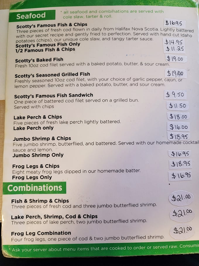 A menu that doesn't need fancy fonts or flowery descriptions—just the honest promise of perfectly fried seafood that keeps Detroiters coming back.