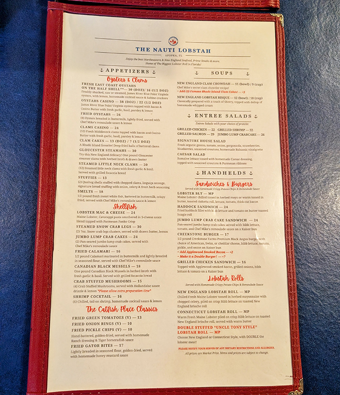 This menu isn't just a list&mdash;it's a maritime adventure waiting to happen. Each item promises a vacation for your taste buds.