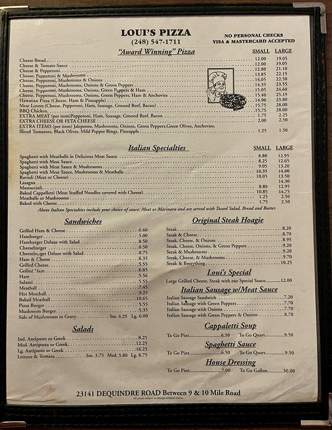 A menu that hasn't changed much since bell-bottoms were cool, because when you nail perfection, you stick with it.