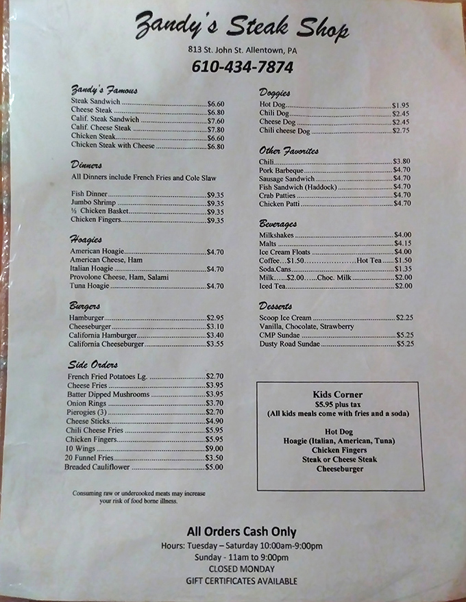 This menu isn't trying to impress you with fancy fonts or exotic ingredients&mdash;just honest food at prices that won't require a second mortgage.