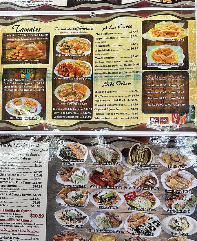 A menu that reads like a love letter to Mexican cuisine. From tamales to camarones a la diabla, decision paralysis has never been so delicious.