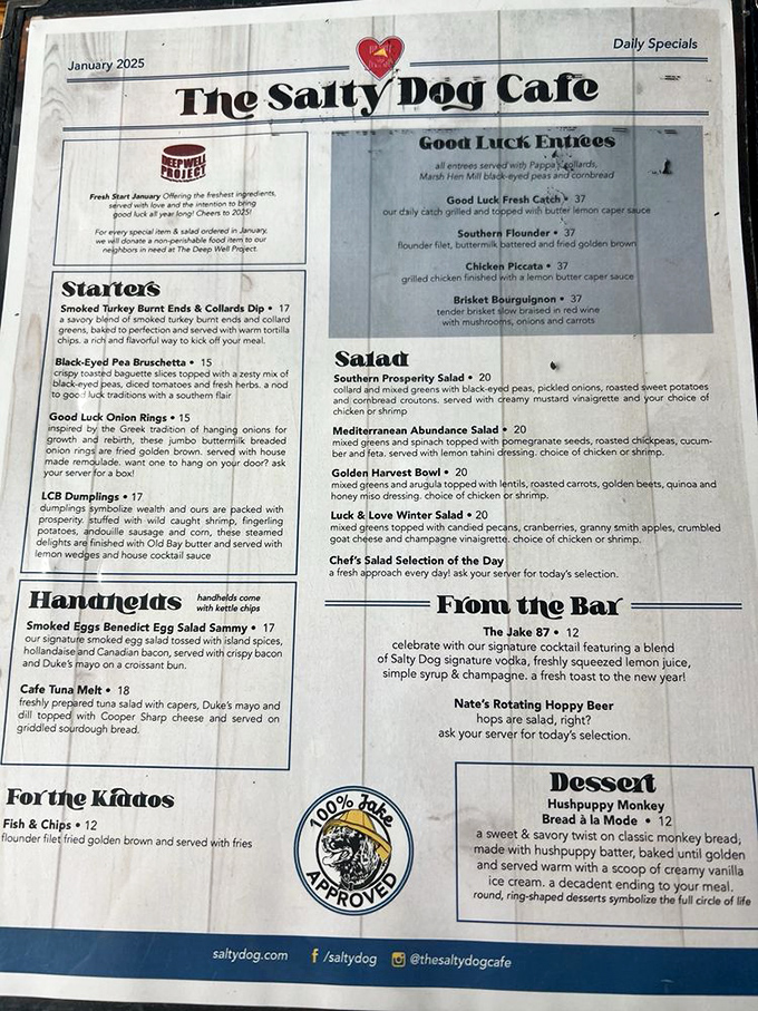 This menu isn't just a list of food&mdash;it's a treasure map to culinary bliss. The "Good Luck Entrees" aren't just lucky for you!