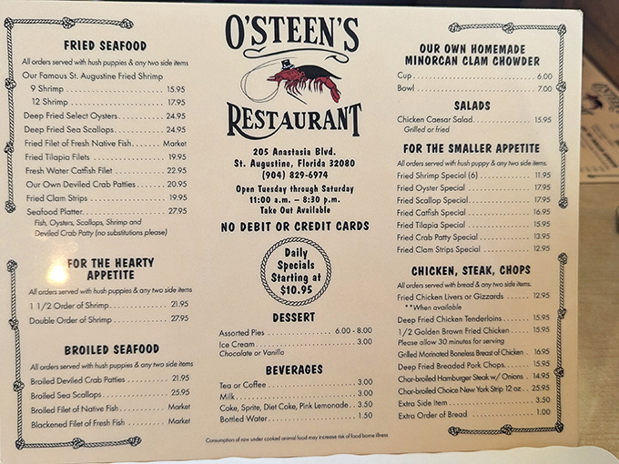 A menu unchanged by time or trends &ndash; the seafood equivalent of finding your high school yearbook and realizing you peaked early.