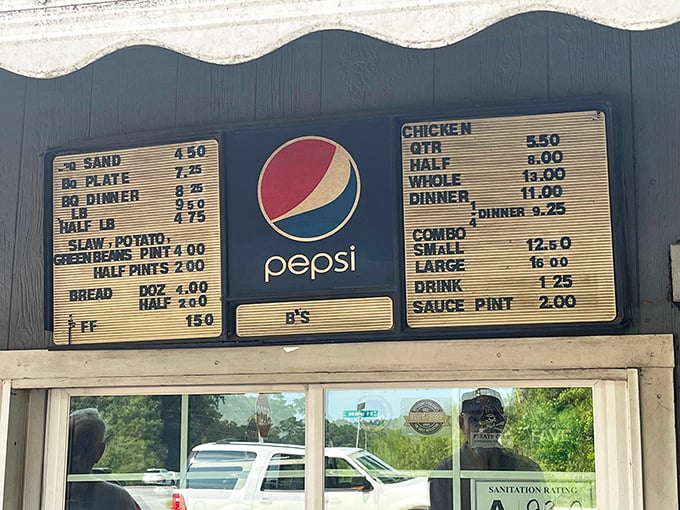 The menu board at B's tells you everything you need to know: barbecue, chicken, sides. No avocado toast, no fusion experiments&mdash;just timeless classics.