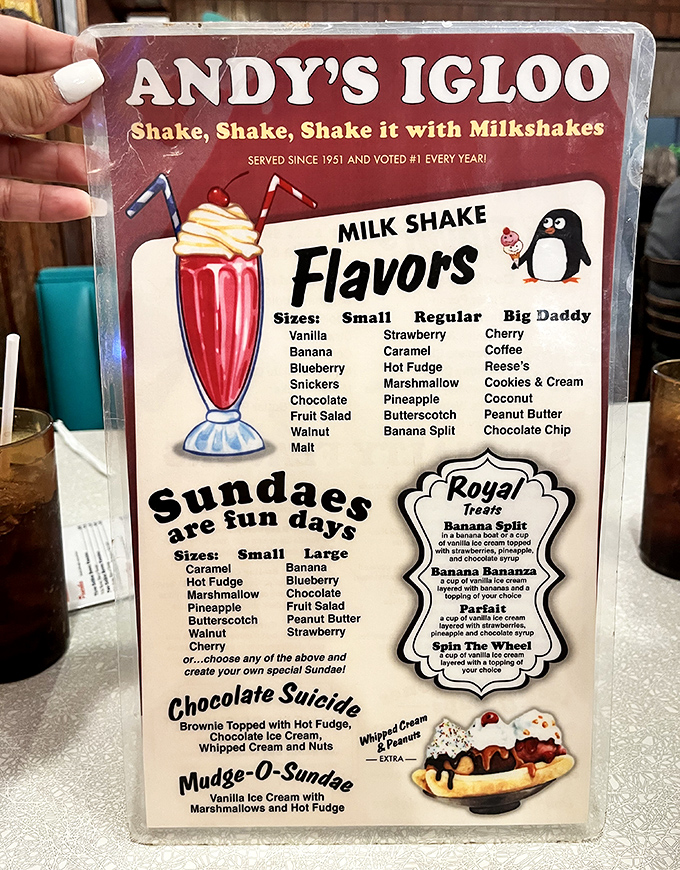 This menu isn't just a list of flavors&mdash;it's a roadmap to happiness. The "Chocolate Suicide" isn't being dramatic; it's simply stating facts.