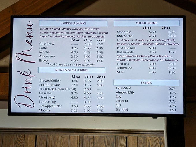 The drink menu reads like a love letter to caffeine enthusiasts&mdash;the perfect liquid companions for your inevitable second slice of pie.