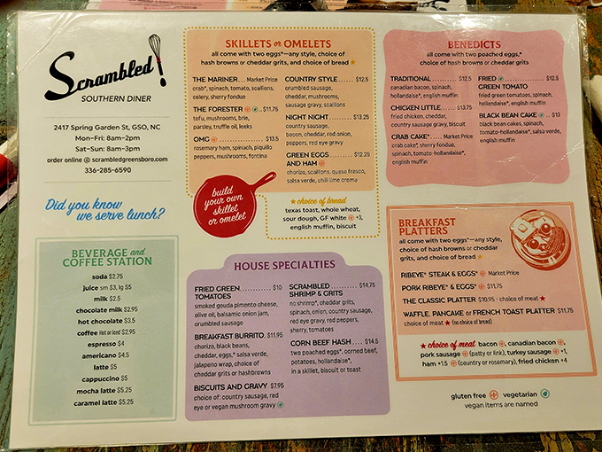 This menu isn't just a list of dishes&mdash;it's a roadmap to breakfast nirvana with skillets, benedicts, and Southern specialties calling your name.