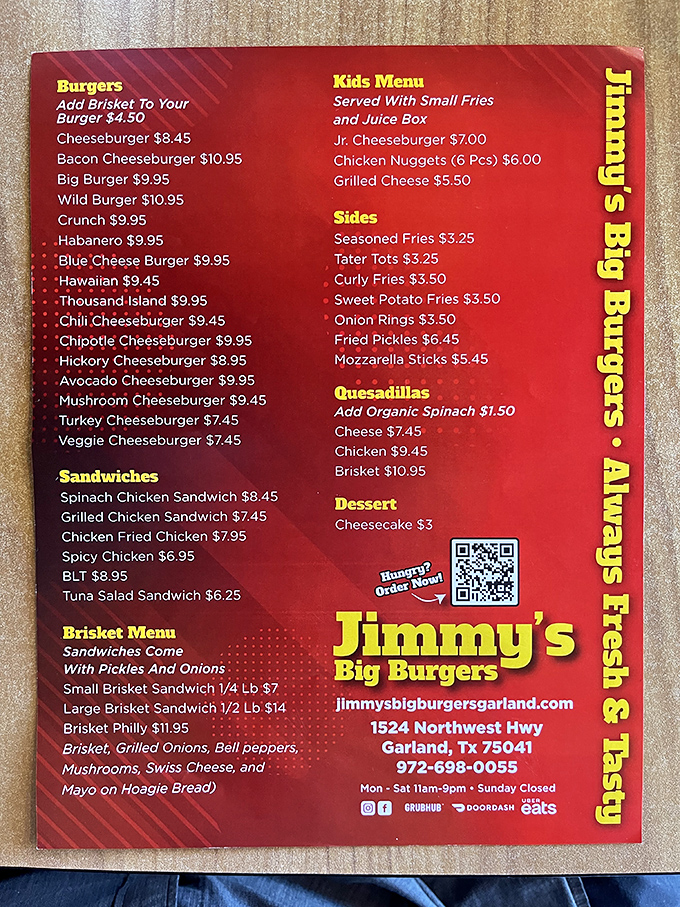 A menu that reads like a love letter to burger enthusiasts. Decision paralysis has never been so delicious.