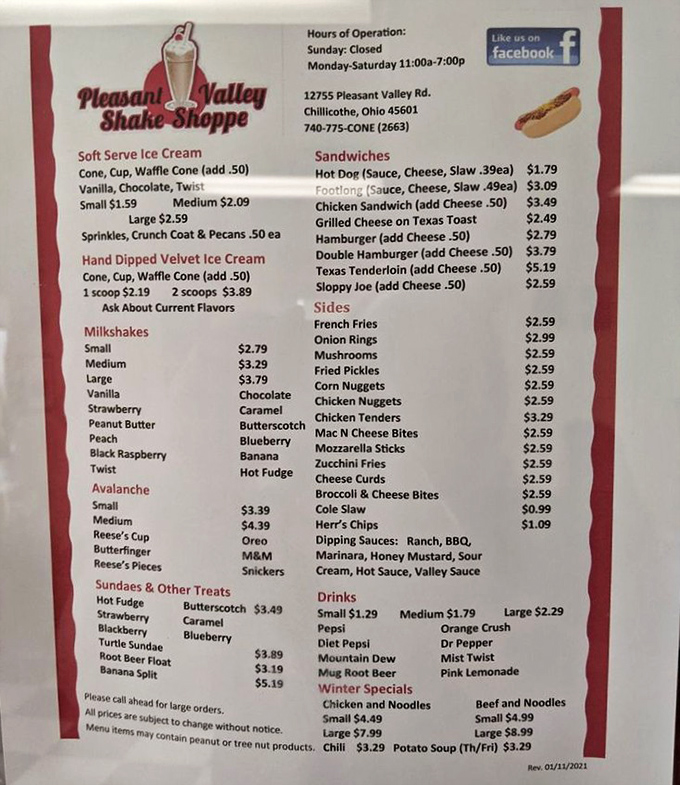 This menu isn't trying to impress with fancy terminology&mdash;just honest offerings at prices that won't make your wallet weep.