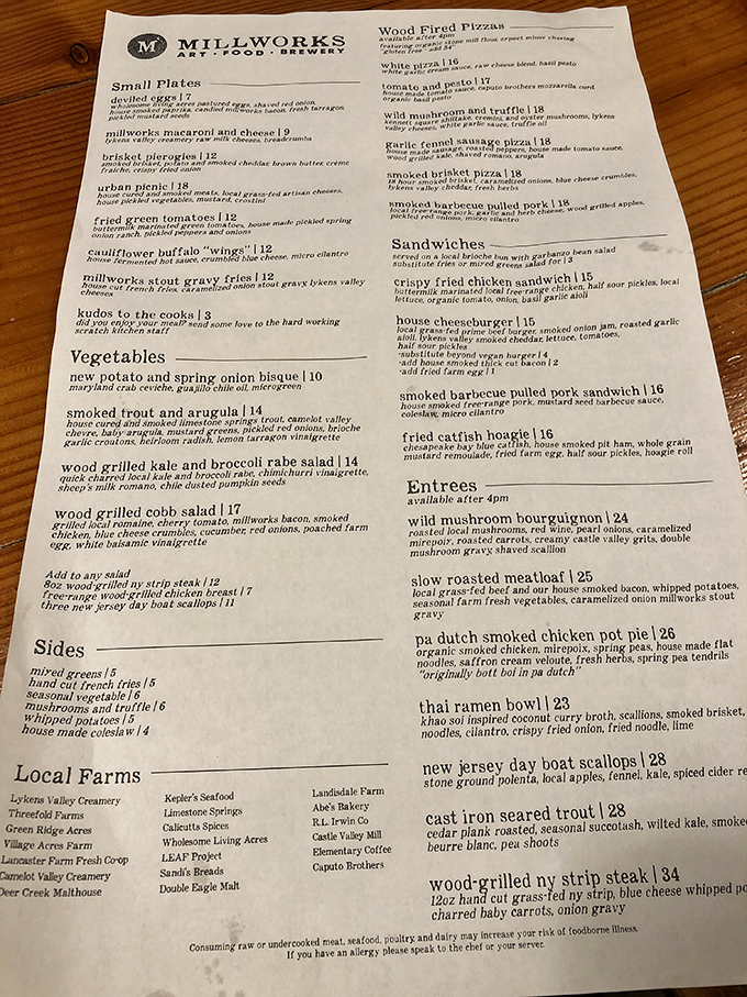 A menu that reads like a love letter to Pennsylvania farms, with each item promising a journey through local flavors and artisanal techniques.