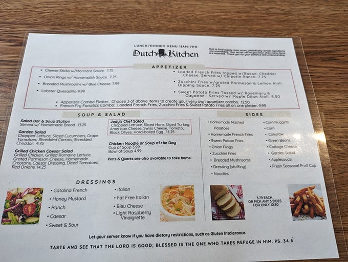 The menu reads like a love letter to comfort food classics. Each item promises the kind of satisfaction that makes you want to hug the chef.