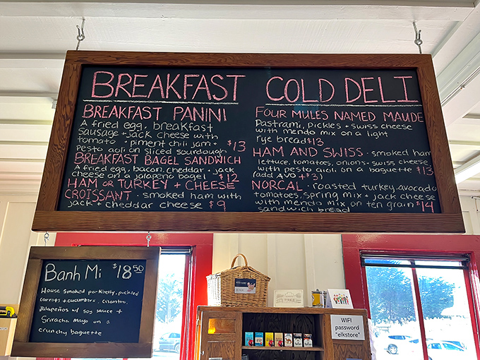 The handwritten menu board reveals breakfast treasures and deli masterpieces that have earned this tiny spot its devoted following. 