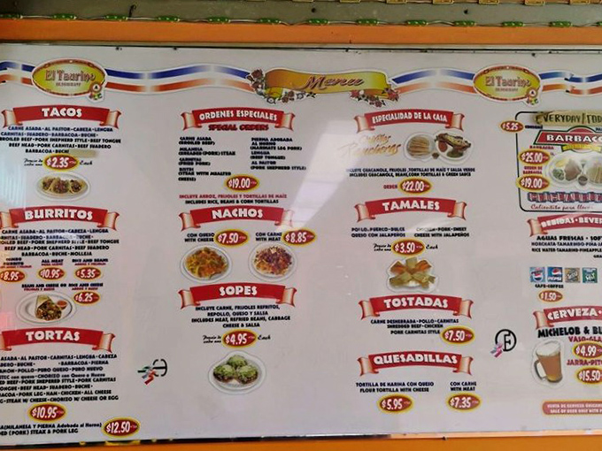 The menu board at El Taurino reads like a greatest hits album of Mexican street food. Decision paralysis has never been so delicious.