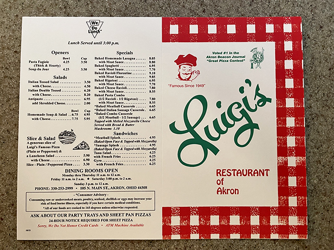 The menu hasn't changed much over the decades, and thank goodness for that. Some classics deserve preservation.