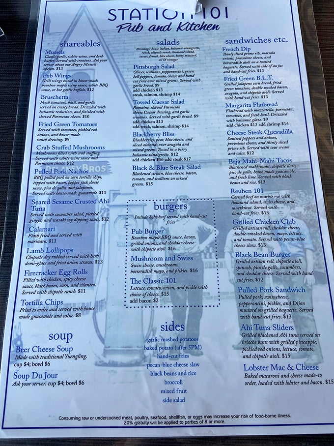 This menu reads like a love letter to comfort food enthusiasts, with each description promising a flavor journey worth the drive to DuBois.