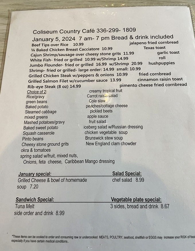 This menu isn't just a list of food &ndash; it's a roadmap to happiness with pit stops at fried chicken, country steak, and homemade cobbler.