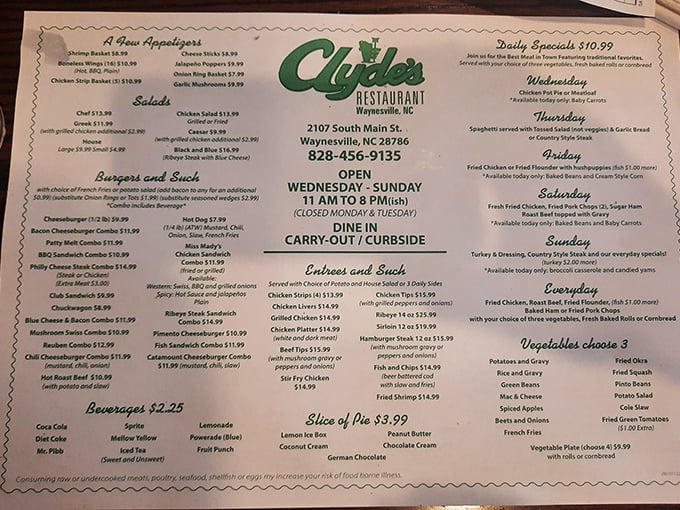 A menu that doesn't need fancy fonts or foodie buzzwords. Just straightforward comfort food classics that have stood the test of time.