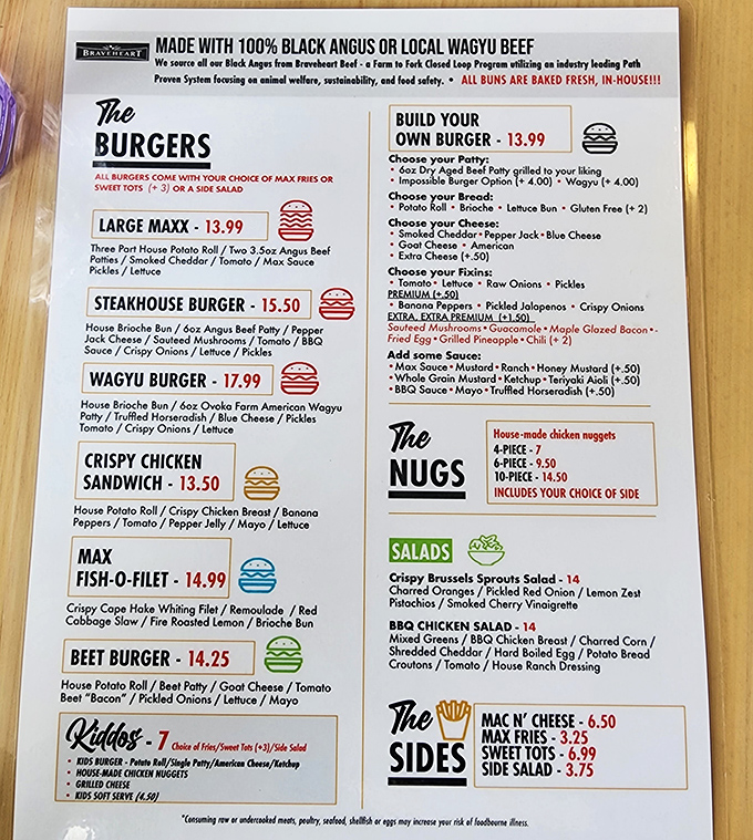 A menu that reads like burger poetry—Wagyu, dry-aged beef, and house-made everything. This isn't fast food; it's slow food done quickly.