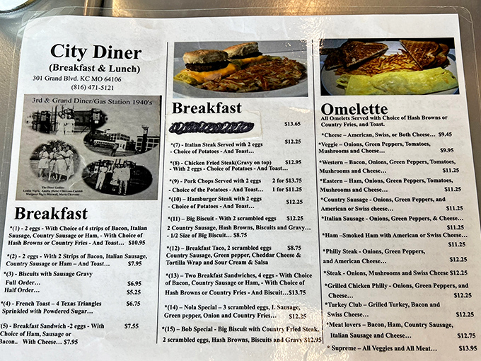 This menu isn't trying to impress you with fancy fonts—it's too busy listing all the comfort food your soul has been craving.