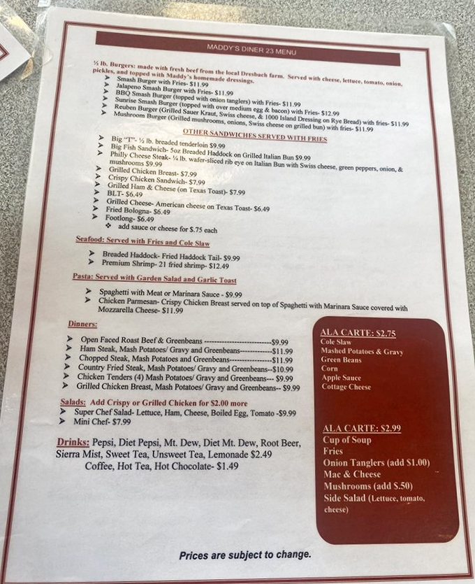 A menu that doesn't need a translator or a loan officer. Straightforward comfort food with enough options to satisfy without overwhelming.