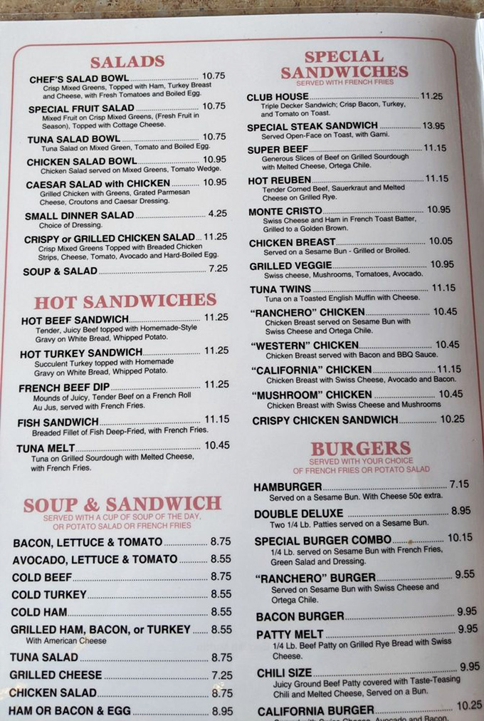 This menu isn't just a list of food&mdash;it's a roadmap to happiness with destinations like "Hot Sandwiches" and "Special Burgers."