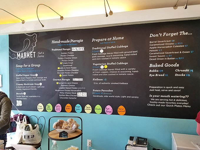 This isn't your typical overwhelming restaurant menu - just honest pierogi options that make choosing delightfully simple.